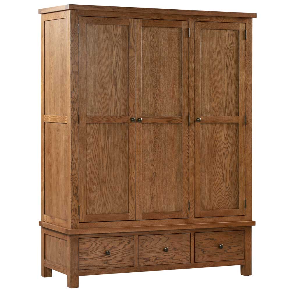Dora Triple Wardrobe With 3 Drawers - Deep Valley Furniture